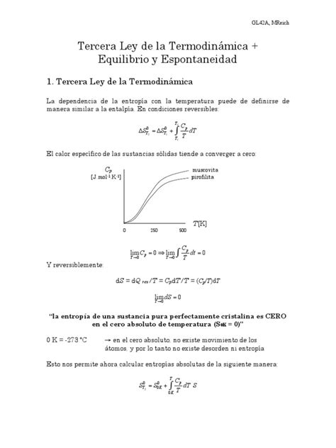 Tercera Ley De Termodinamica Pdf Entropía Energía Libre De Gibbs