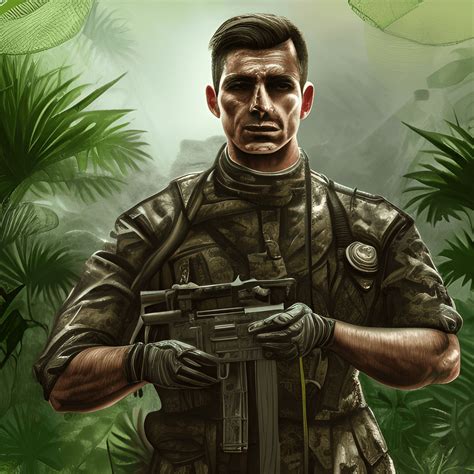 Handsome Army Officer In Jungle With Pistol 4k Graphic · Creative Fabrica