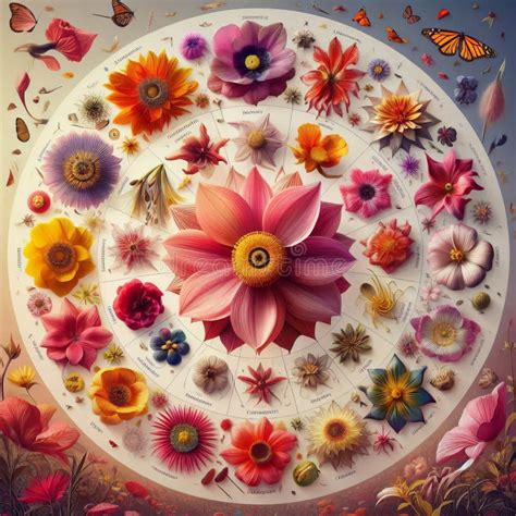 Flower Types Explore A Wide Range Of Flowers From Common To Exot Stock Illustration