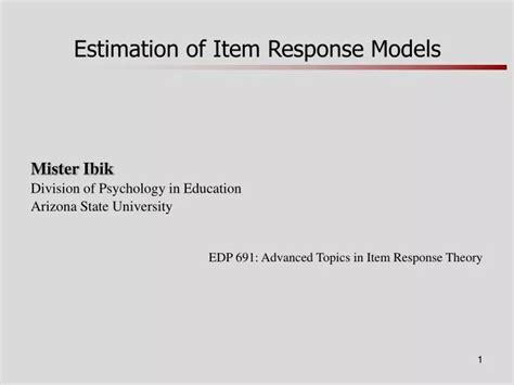 Ppt Estimation Of Item Response Models Powerpoint Presentation Free