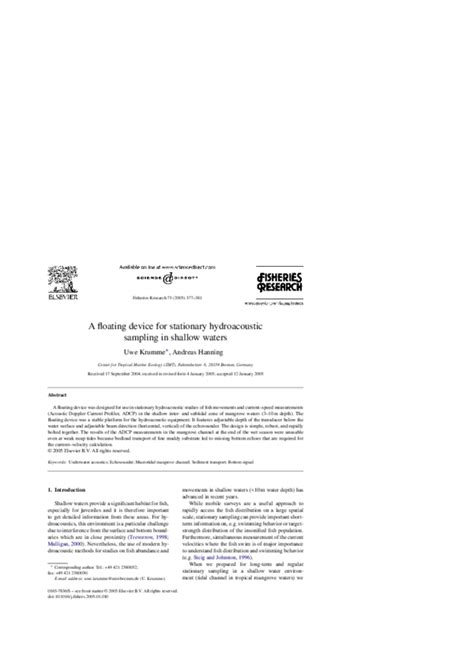 Pdf A Floating Device For Stationary Hydroacoustic Sampling In