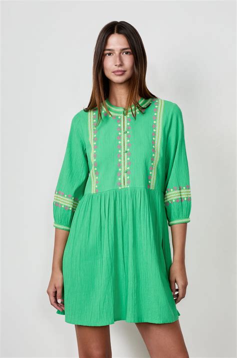 Robe En Coton Brodée Teodora Brod Vert Etam