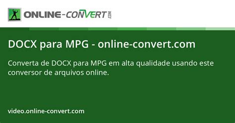 DOCX Para MPG Online Convert Com