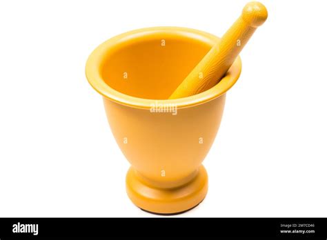 Mortar And Pestle Food Grade Plastic Isolated On White Background