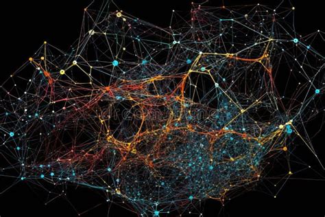 Abstract Network With Colored Lines And Dots Generative Ai Stock Illustration Illustration Of