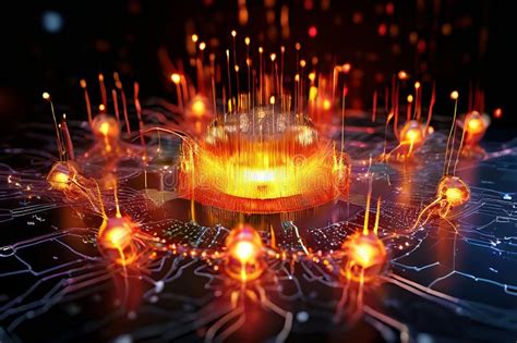 Variant Quantum Computing Represented By Entangled Electric Part Stock Illustration