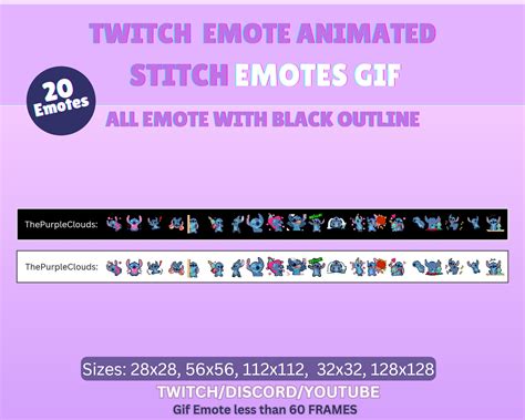 Stitch Animated Emote Pack 20 Stitch Emote Animated Emote Stitch