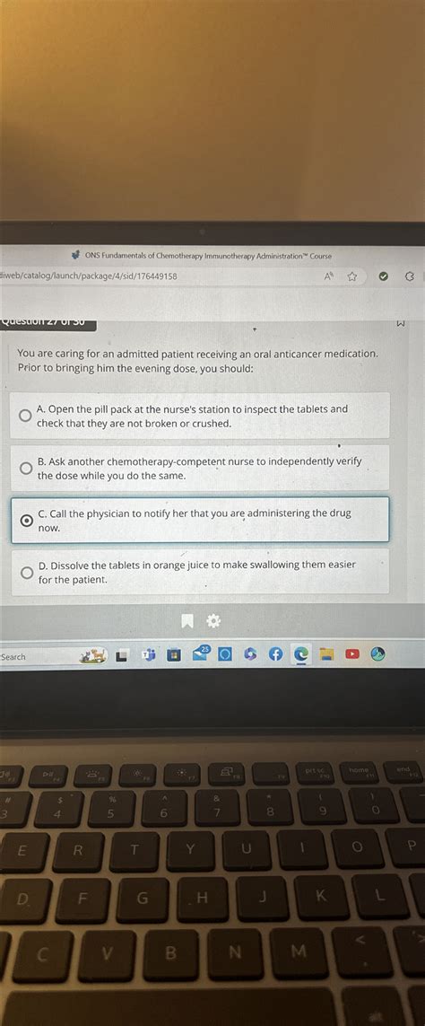 Solved Ons Fundamentals Of Chemotherapy Immunotherapy