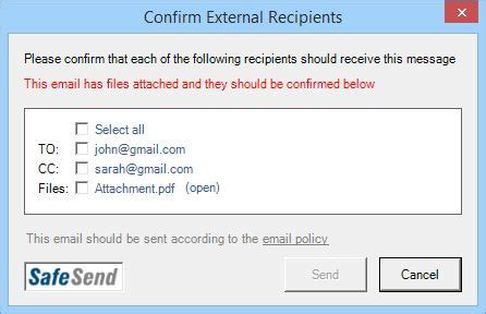 Warning When Sending Email To External Recipients In Outlook SafeSend Email Security For Outlook