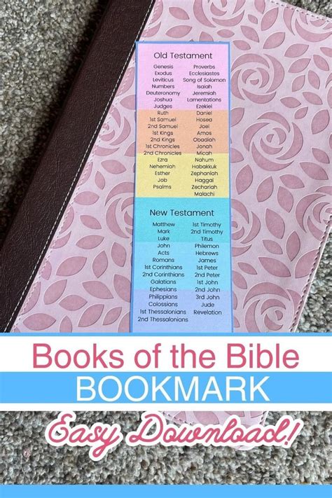 Books Of The Bible Bookmark Printable Christian Printable Bible