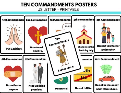 Ten Commandments Posters Sunday School Lesson Classroom Posters