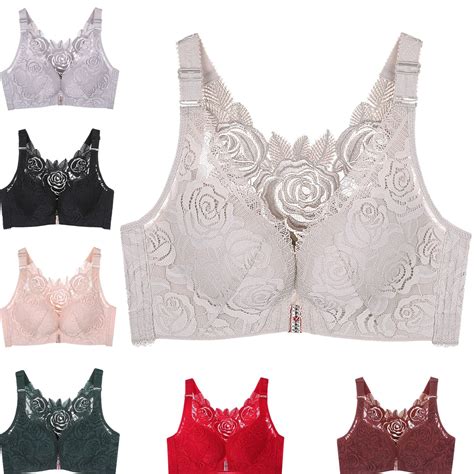 Comfort Rose Bra Front Closure Lace Comfy No Wire Bras Push Up Wire