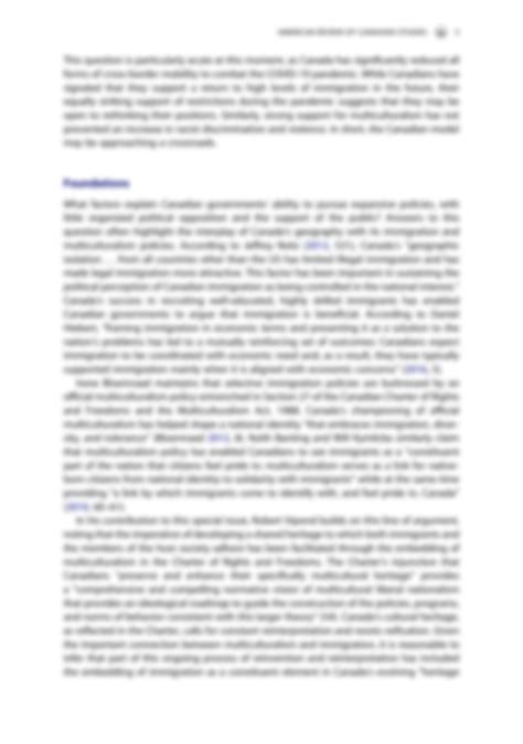 SOLUTION The Foundations Limits And Consequences Of Immigration Exceptionalism In Canada