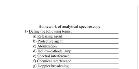 Solved Homework Of Analytical Spectroscopy 1 Define The