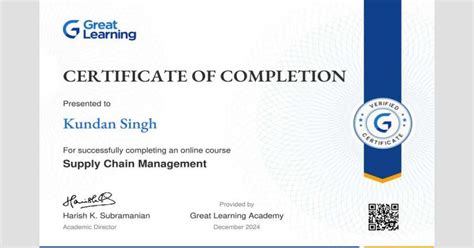 Kundan Singh On Linkedin Supply Chain Management Course Completion Certificate For Kundan Singh