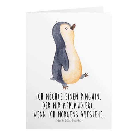 Mr And Mrs Panda Grußkarte Pinguin Marschierend Eisblau Geschenk