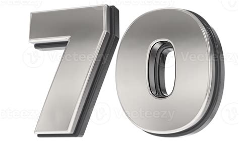 70 Number Silver And Black 3d Render 41280493 Png