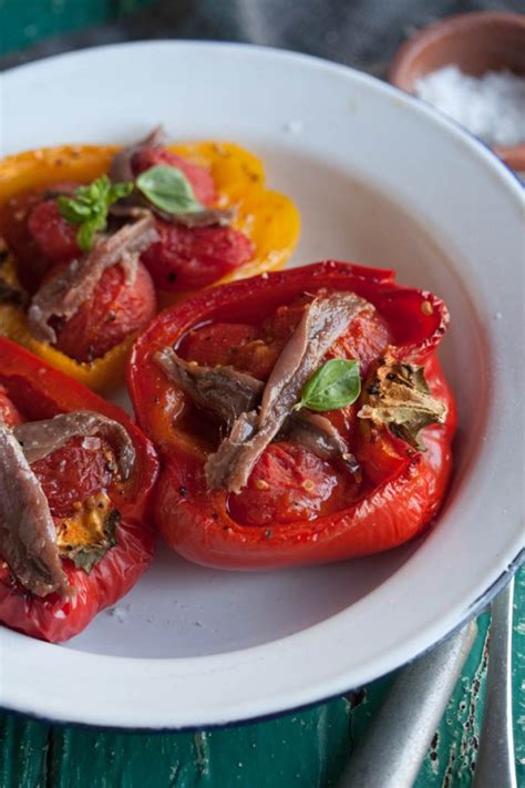 Roasted Peppers Stuffed With Tomatoes And Garlic Recipe Drizzle And Dip