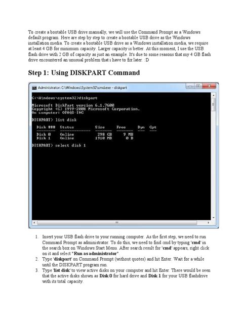 Create A Bootable Usb Drive To Install Windows Manually Pdf Usb