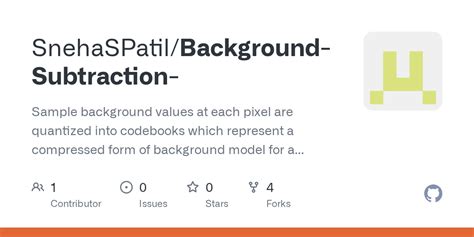 Github Snehaspatil Background Subtraction Sample Background Values At Each Pixel Are
