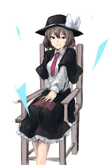 Safebooru 1girl Black Hat Black Skirt Book Bow Brown Eyes Brown Hair