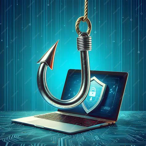 Photo Realistic Phishing Hook With Security Badge For Vector Designs In Photo Stock Concept