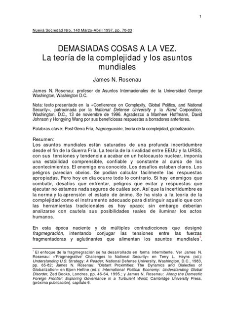 James Rosenau La Teoria De La Complejidad Pdf