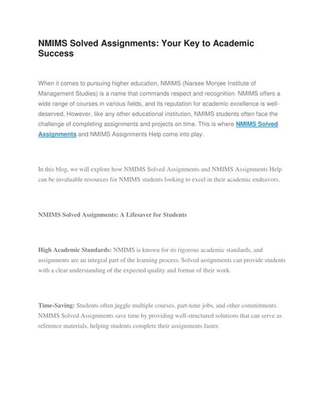 Ppt Nmims Solved Assignments Powerpoint Presentation Free Download