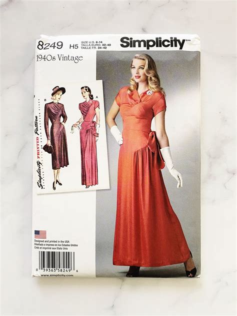 Simplicity 8249 6 14 Uncut Ff New Asymmetrical Pleated Bodice Tulip
