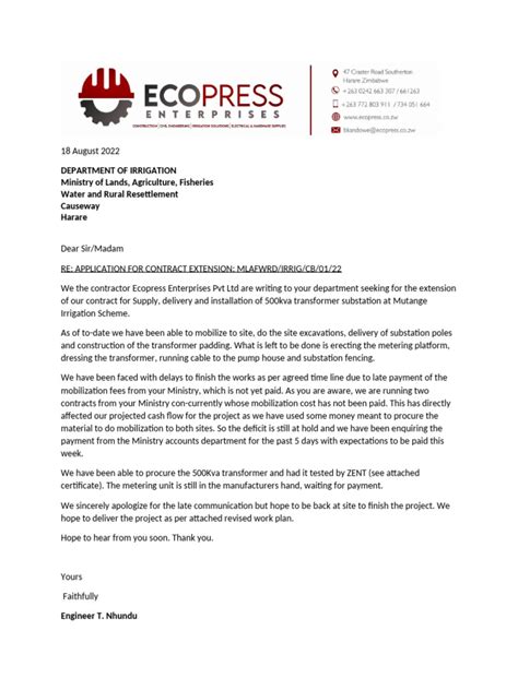 Contract Extension Request Pdf