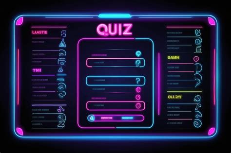 Premium Photo Quiz Questions And Test Menu Choice Neon Template TV