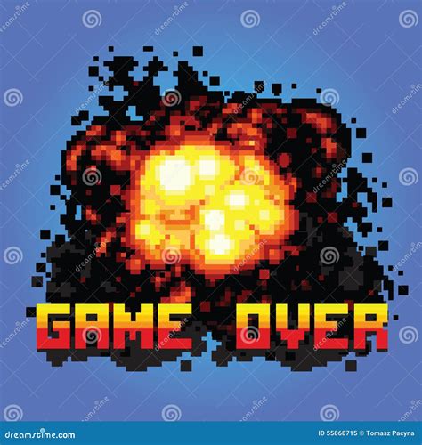 Game Over Boom Message Pixel Art Illustration Stock Vector