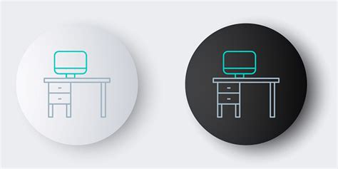 회색 배경에 격리 된 라인 컴퓨터 모니터 및 책상 아이콘 Pc 구성 요소 기호입니다 다채로운 개요 개념 벡터 0명에 대한 스톡 벡터 아트 및 기타 이미지 Istock