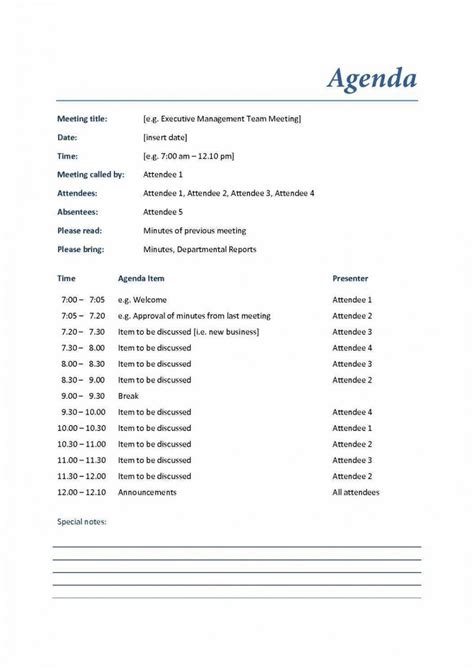 Agenda Template With Attendees