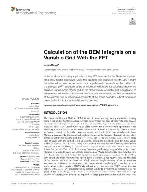 pdf calculation of the bem integrals on a variable grid with the fft