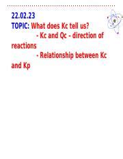 What Does Kc Tell Us Understanding Equilibrium Constants And Course Hero