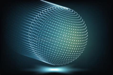 Blue Gold Circle Light Effect With Round Glowing Elements Particles