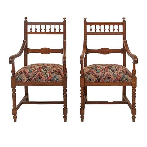 Par De Sillones Francia Sxx Estilo Enrique Ii Elaboradas En Madera