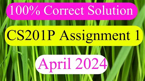 Cs201p Assignment 1 April 2024 Youtube