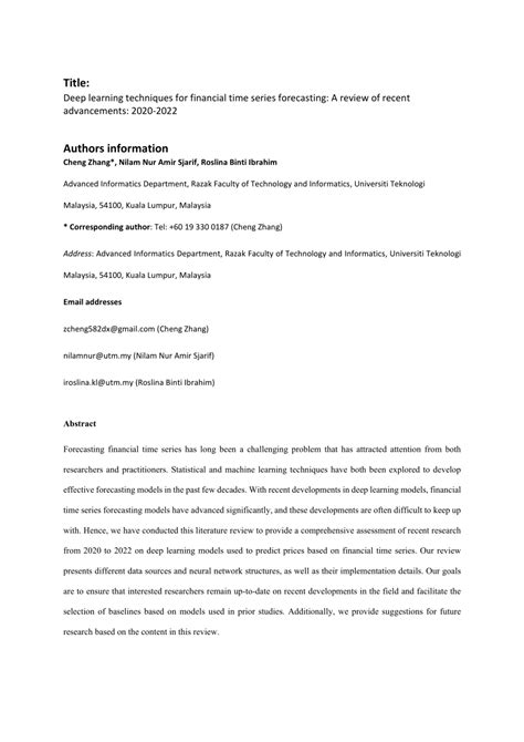 Pdf Deep Learning Techniques For Financial Time Series Forecasting A