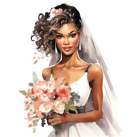 Premium Photo There Is A Woman In A Wedding Dress Holding A Bouquet