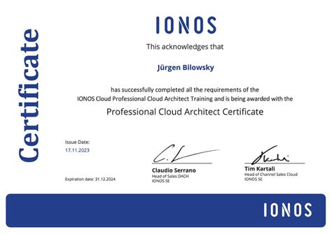 Ionos Professional Cloud Architect Certificate