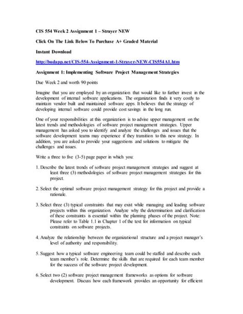 Cis 554 Week 2 Assignment 1 Strayer Pdf