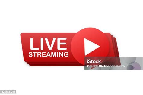 라이브 스트리밍 플랫 로고 재생 버튼빨간색 벡터 디자인 요소 벡터 일러스트레이션 터치아웃에 대한 스톡 벡터 아트 및 기타 이미지 터치아웃 로고 텔레비전 산업 Istock