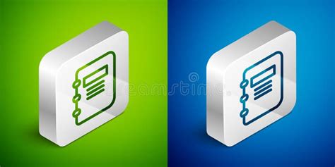Icône De Bloc Notes De Ligne Isométrique Isolée Sur Fond Vert Et Bleu