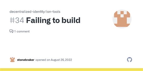 Failing To Build · Issue 34 · Decentralized Identityion Tools · Github