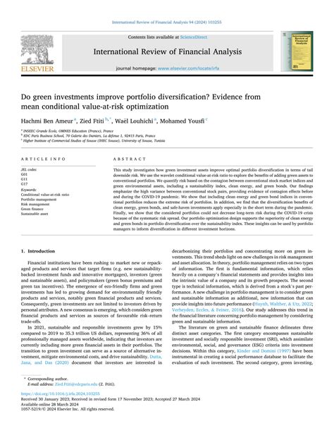pdf do green investments improve portfolio diversification evidence