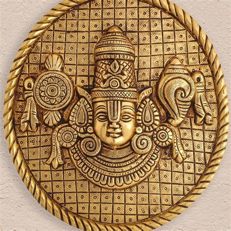 Brass Tirupati Balaji Coin Wall Hanging 7 Inch Vedansh Craft