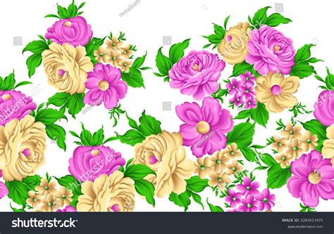 Seamless Rose Flower Border Design Stock Illustration 2263017475