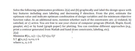 Solved Solve The Following Optimization Problems 2a And